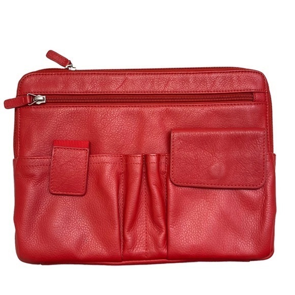 Levenger | Bags | Levenger Red Pebbled Leather Business Clutch ...